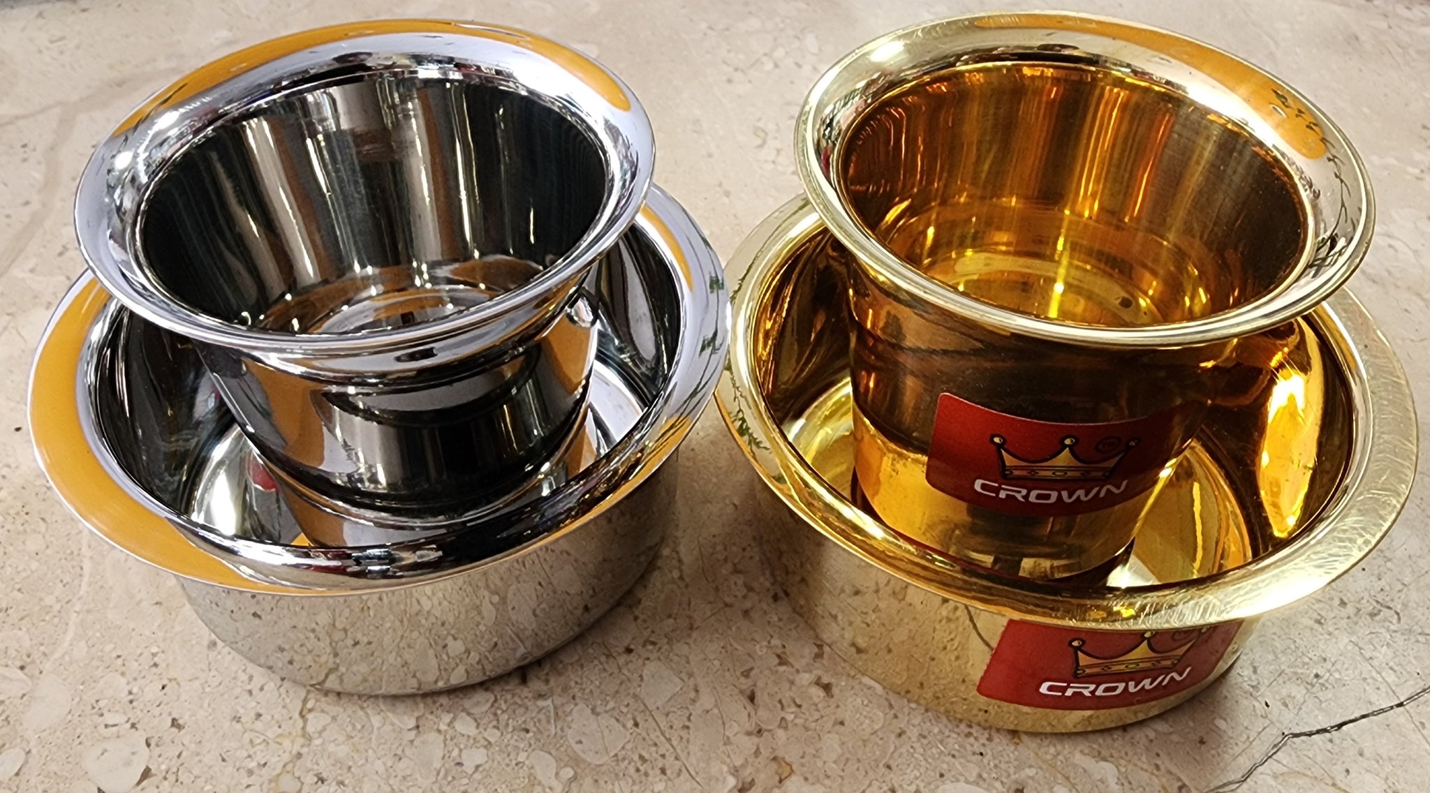 CROWN STEEL/BRASS DABRA CUP & SAUCER – Panduranga Coffee India