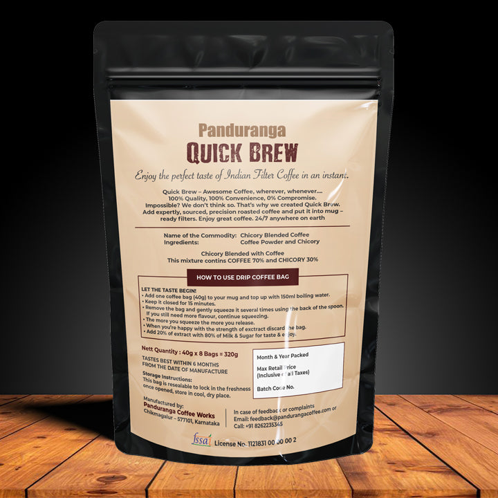 QUICK BREW FILTER COFFEE 8 DIP SACHETS (makes 4 coffee's in each ...